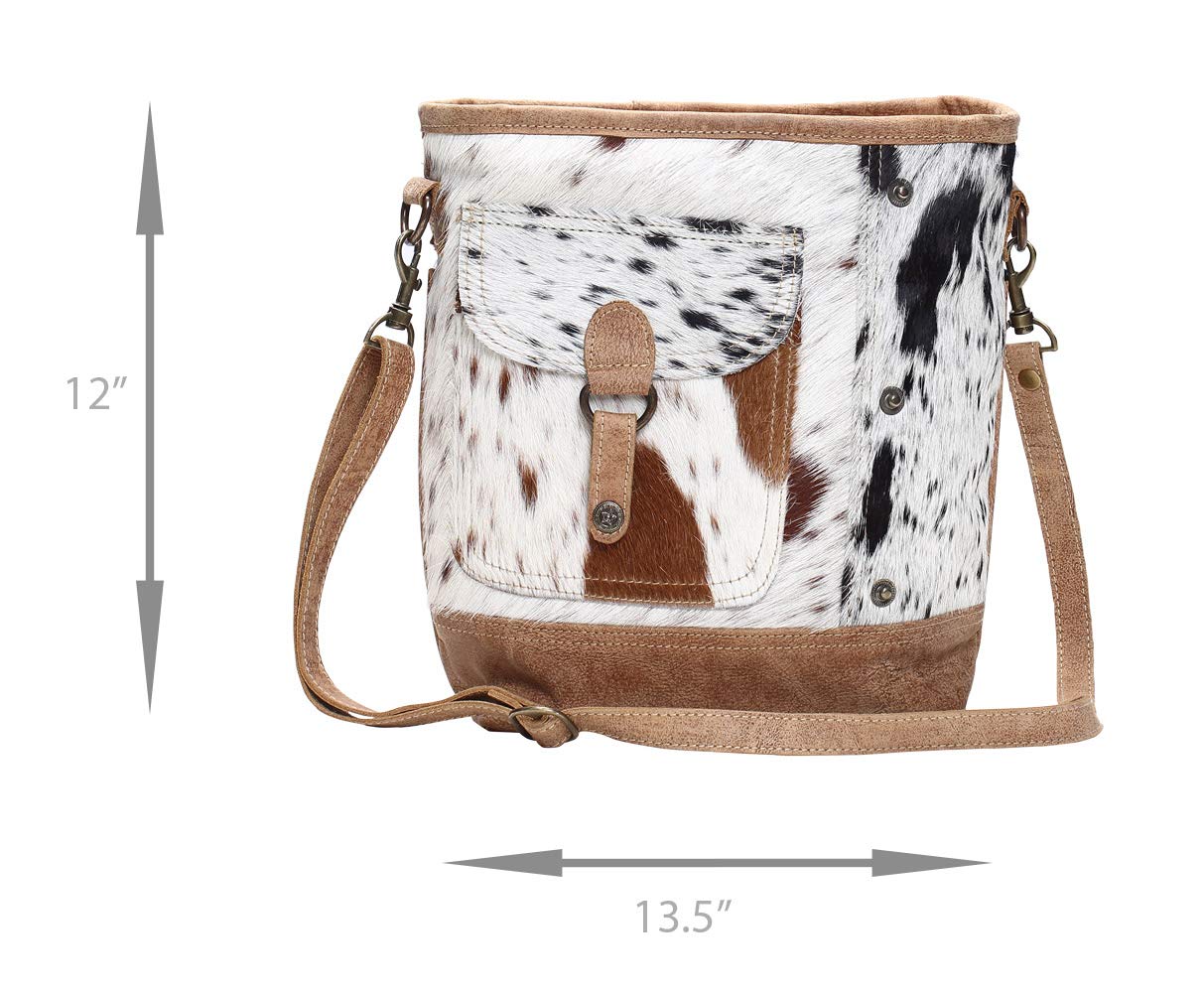 Genuine Hair-On Cowhide Leather Crossbody Bag with Front Pocket