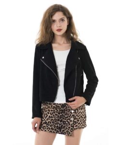 apperloth a women’s solid long sleeve faux suede motorcycle jackets zipper short coats