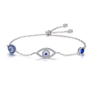 wostu 925 sterling silver evil eye bracelet women's fashion boho mexican luck bracelets gifts for her