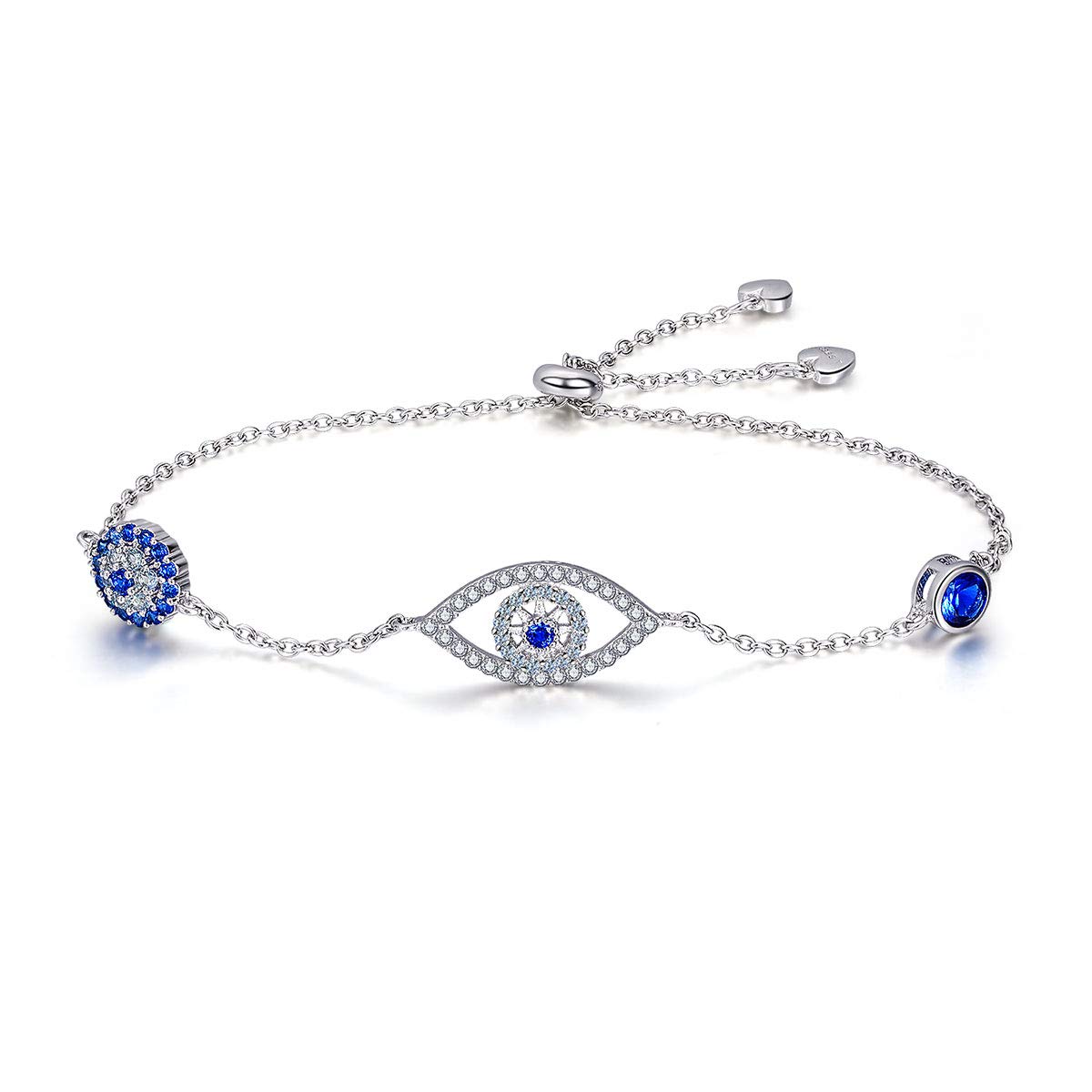 WOSTU 925 Sterling Silver Evil Eye Bracelet Women's Fashion Boho Mexican luck Bracelets Gifts for Her