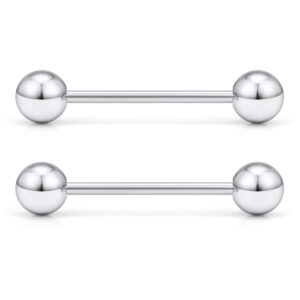 Yaalozei 16G Nipple Tongue Rings Piercing Jewelry for Women 16 Gauge Stainless Surgical Steel Straight Long Short Nipple Tongue Rings Barbell Bar Nipple Piercing Jewelry for Men 12mm 14mm 16mm Silver