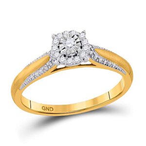 fb jewels 10kt yellow gold womens round diamond solitaire bridal wedding engagement ring 1/10 cttw (i3 clarity; j-k color)