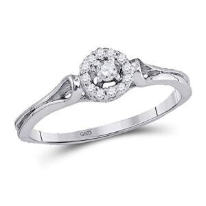 fb jewels 10kt white gold womens round diamond solitaire bridal wedding engagement ring 1/10 cttw (i2-i3 clarity; h-i color)