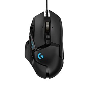 logitech g502 hero high performance wired gaming mouse, 25k sensor, 25,600 dpi, rgb, adjustable weights, 11 programmable buttons, on-board memory, pc/mac - black