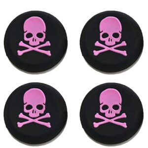 Silicone Thumb Stick Grip Cap Joystick Thumbsticks Caps Cover for PS4 PS3 Xbox One PS2 Xbox 360 Game Controllers (Pink Skull 4PCS)