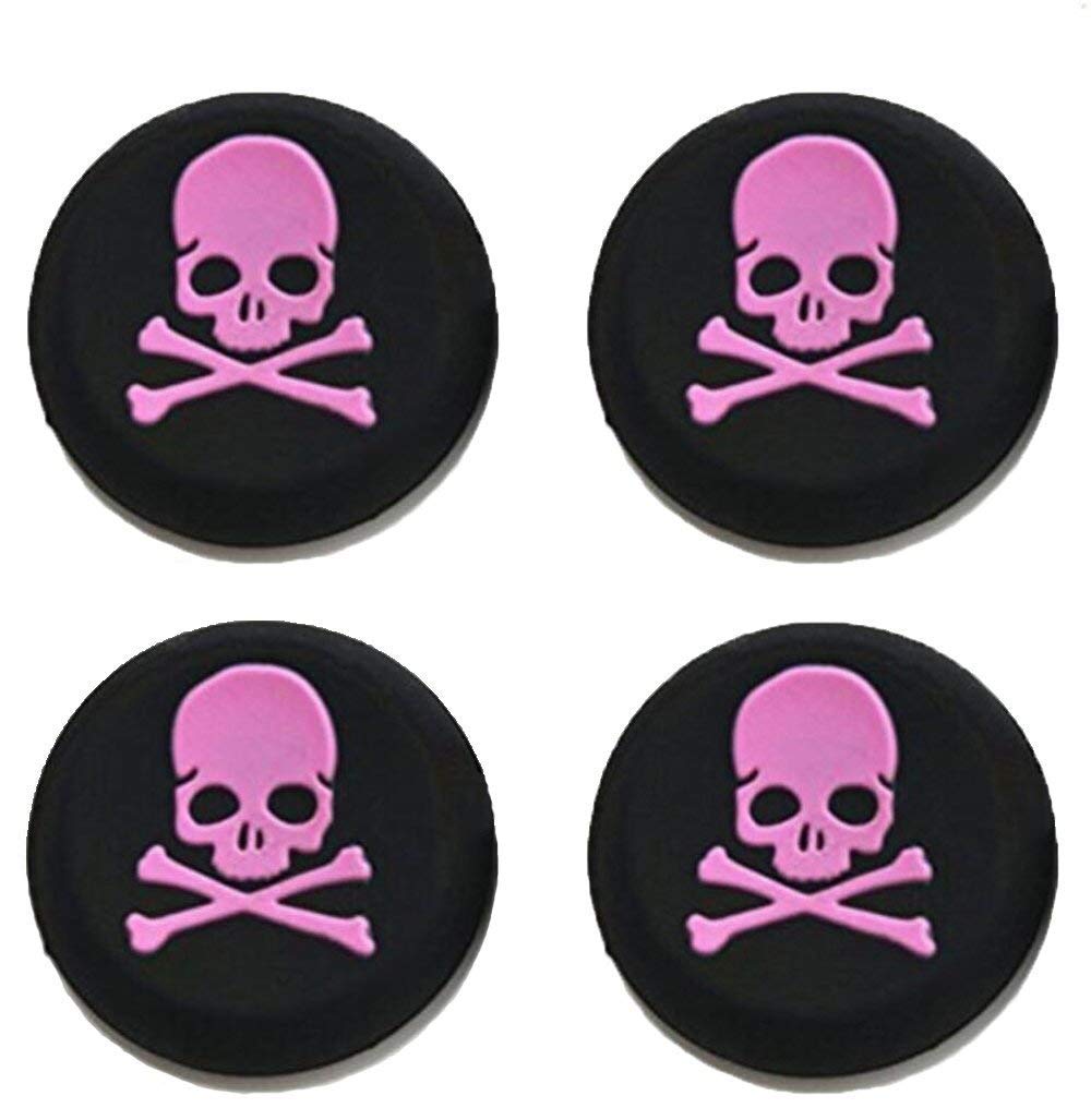 Silicone Thumb Stick Grip Cap Joystick Thumbsticks Caps Cover for PS4 PS3 Xbox One PS2 Xbox 360 Game Controllers (Pink Skull 4PCS)