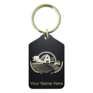 skunkwerkz keychain, farm, personalized engraving included (black metal)