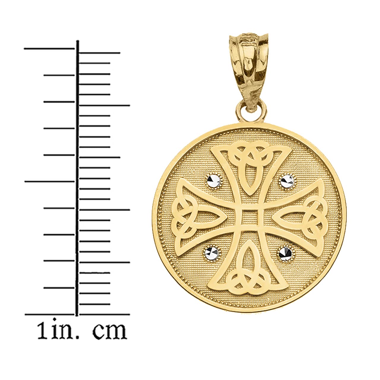 Sideways Crosses Solid 10k Yellow Gold Celtic Trinity Knot Cross Medallion Charm Pendant