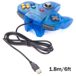 Classic USB Controller for N64 Gaming, miadore USB Retro N64 Gamepad Joystick Joypad for Windows PC MAC Linux Raspberry Pi 3 (Clear Blue) [Windows]