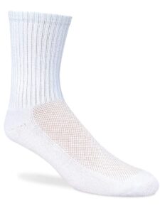 jox sox mens cushioned crew socks, white, large