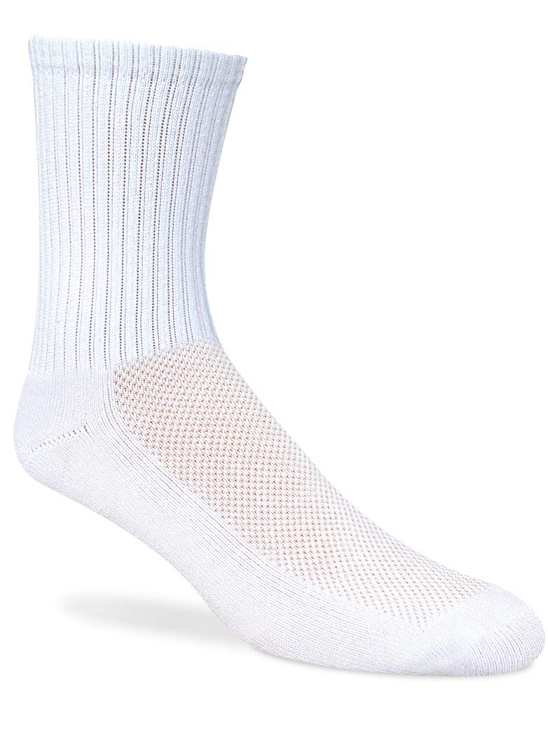 Jox Sox Mens Cushioned Crew Socks, White, Large