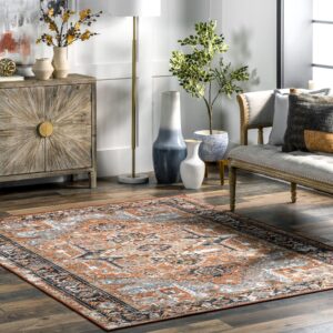 nuloom sherita distressed persian area rug, 7x8, rust