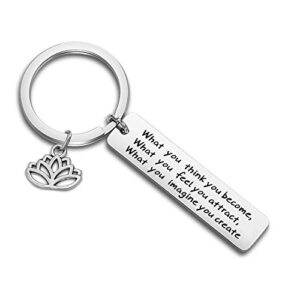 wusuaned buddhist inspirational quote keychain what you think you become buddha jewelry inspirational gift (what you think you become)