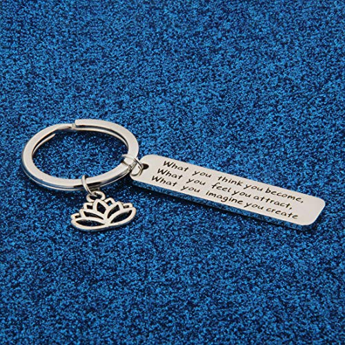 WUSUANED Buddhist Inspirational Quote Keychain What You Think You Become Buddha Jewelry Inspirational Gift (what you think you become)