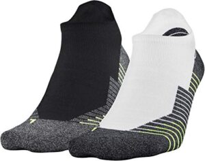 under armour adult run no show tab socks, 2-pairs , black/white , large