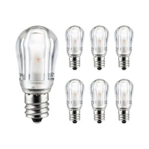 sunlite s6 led night light bulb, 1 watt (10w equivalent), 50 lumens, 120v, non-dimmable, e12 candelabra base, 150 degree beam angle, etl listed, 2700k soft white, 6 pack