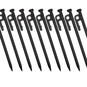 LBY 10pcs Tent Stakes, 20cm(7.87'') Heavy-Duty Steel Solid Tent Stakes Pegs, Steel System Outdoor Tent Nail Camping Stakes, 45#Steel (Black)