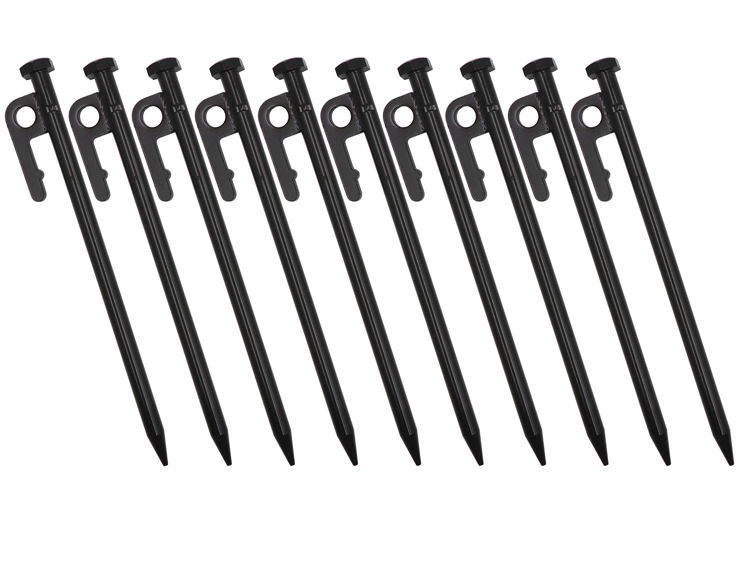 LBY 10pcs Tent Stakes, 20cm(7.87'') Heavy-Duty Steel Solid Tent Stakes Pegs, Steel System Outdoor Tent Nail Camping Stakes, 45#Steel (Black)