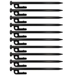 LBY 10pcs Tent Stakes, 20cm(7.87'') Heavy-Duty Steel Solid Tent Stakes Pegs, Steel System Outdoor Tent Nail Camping Stakes, 45#Steel (Black)