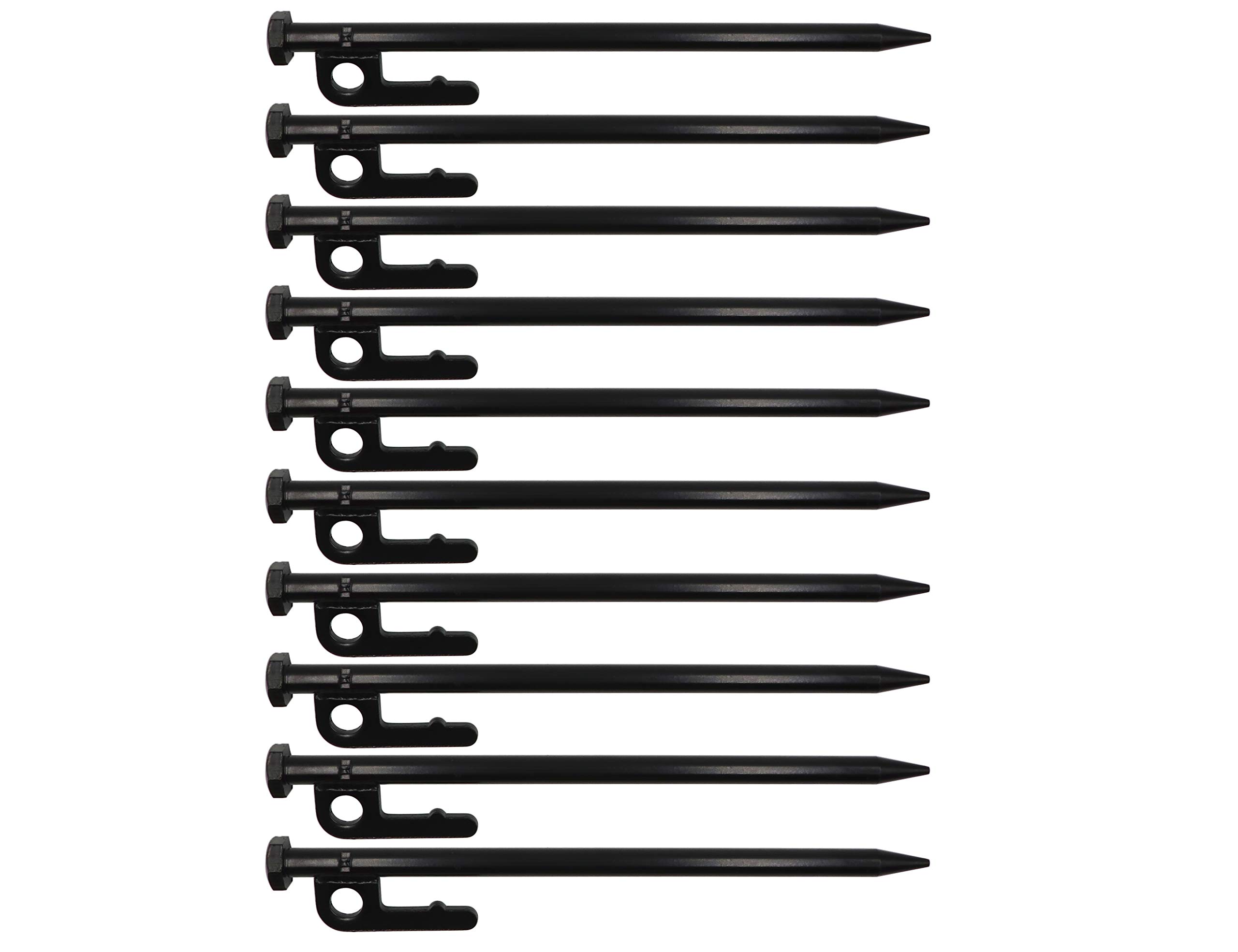 LBY 10pcs Tent Stakes, 20cm(7.87'') Heavy-Duty Steel Solid Tent Stakes Pegs, Steel System Outdoor Tent Nail Camping Stakes, 45#Steel (Black)