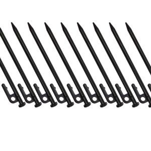 LBY 10pcs Tent Stakes, 20cm(7.87'') Heavy-Duty Steel Solid Tent Stakes Pegs, Steel System Outdoor Tent Nail Camping Stakes, 45#Steel (Black)