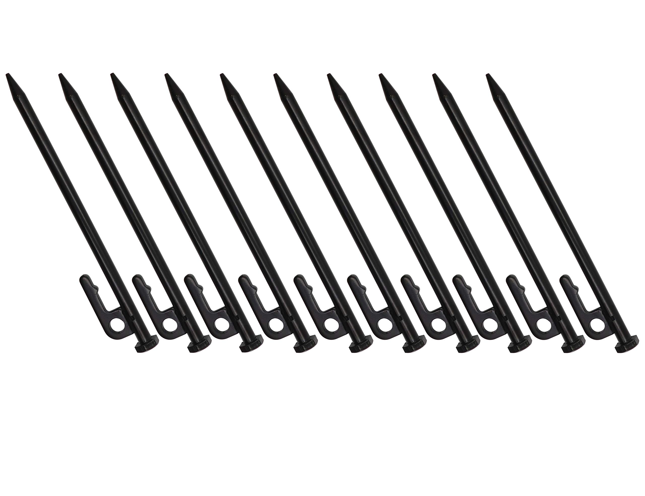 LBY 10pcs Tent Stakes, 20cm(7.87'') Heavy-Duty Steel Solid Tent Stakes Pegs, Steel System Outdoor Tent Nail Camping Stakes, 45#Steel (Black)