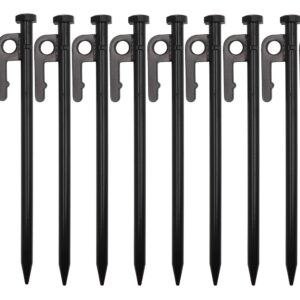 LBY 10pcs Tent Stakes, 20cm(7.87'') Heavy-Duty Steel Solid Tent Stakes Pegs, Steel System Outdoor Tent Nail Camping Stakes, 45#Steel (Black)