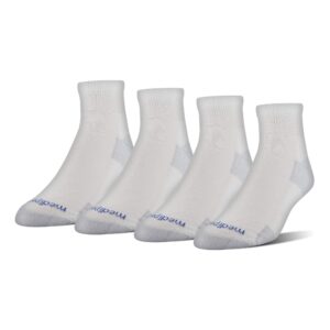 medipeds unisex adult nanoglide quarter socks, 4-pack casual sock, white/grey, shoe size mens 7-12 womens 10-13 us