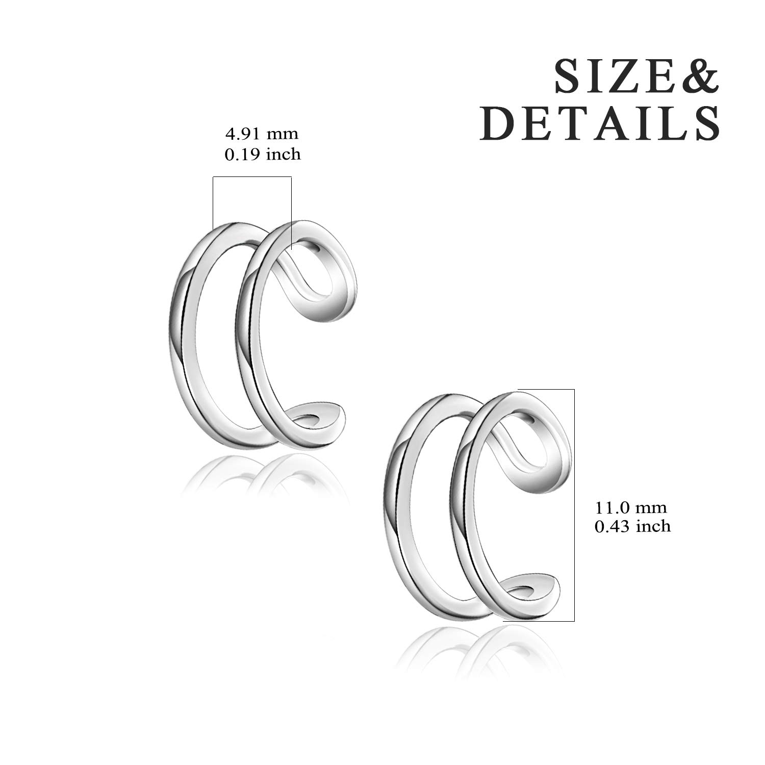 YFN Ear Cuff Wrap Earrings 925 Sterling Silver Non Pierced Cartilage Earring for Women Jewelry Gifts