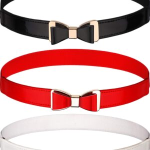 Tatuo 3 Pieces Women Skinny Waist Belt Thin Stretchy Bow Belt for Dress, 3 Colors (Set 1)