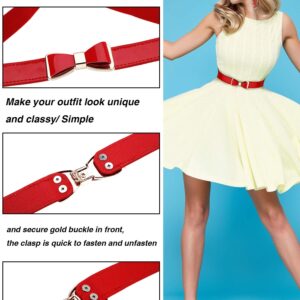 Tatuo 3 Pieces Women Skinny Waist Belt Thin Stretchy Bow Belt for Dress, 3 Colors (Set 1)