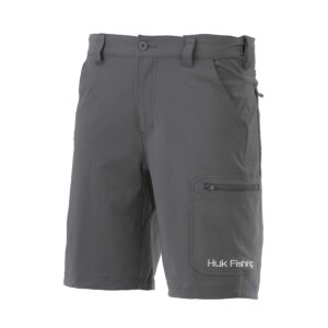 huk men's standard next level quick-drying performance fishing shorts, charcoal-10.5", xx-large