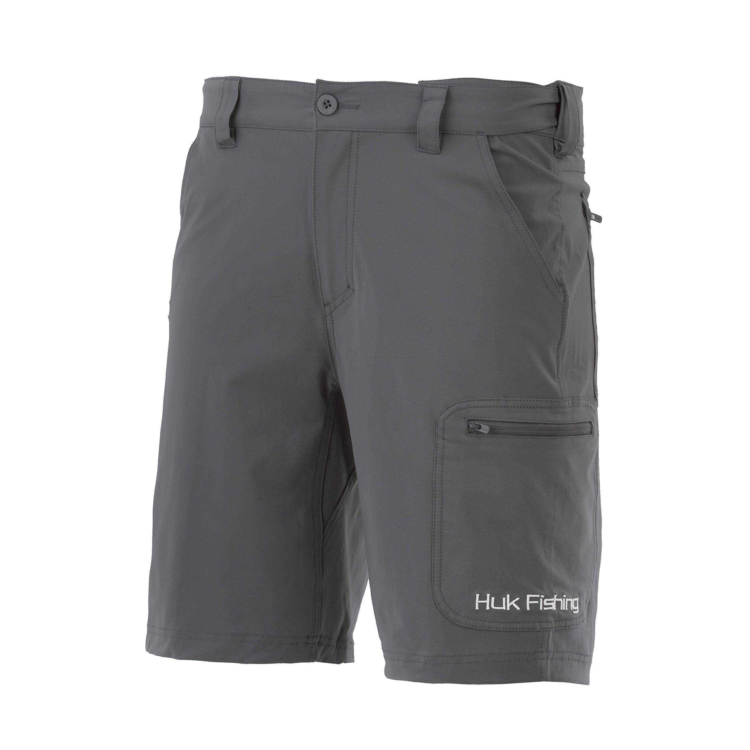 Huk Men's Standard Next Level Quick-Drying Performance Fishing Shorts, Charcoal-10.5", X-Large