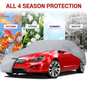 Motor Trend 4-Layer 4-Season Waterproof Car Cover All Weather Water-proof Outdoor UV Protection for Heavy Duty Use Full Cover for Cars Up to 210"