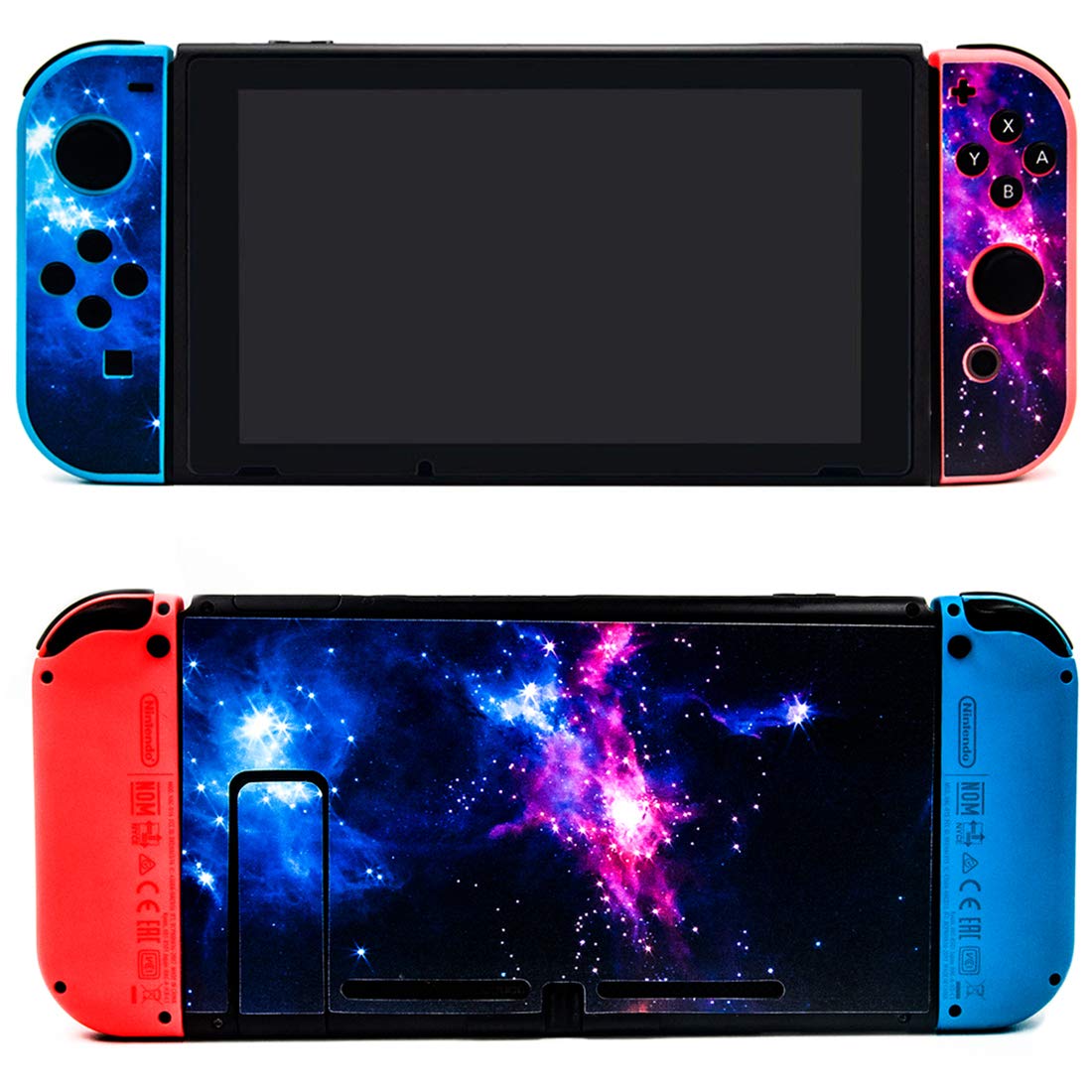 Taifond The Dazzling Galaxy Decals Stickers Set Faceplate Skin +2Pcs Screen Protector for Nintendo for Switch Console & Joy-Con Controller & Dock Protection Kit