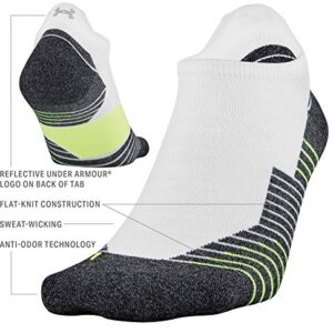 Under Armour Adult Run No Show Tab Socks, 2-Pairs , Black/White , Medium