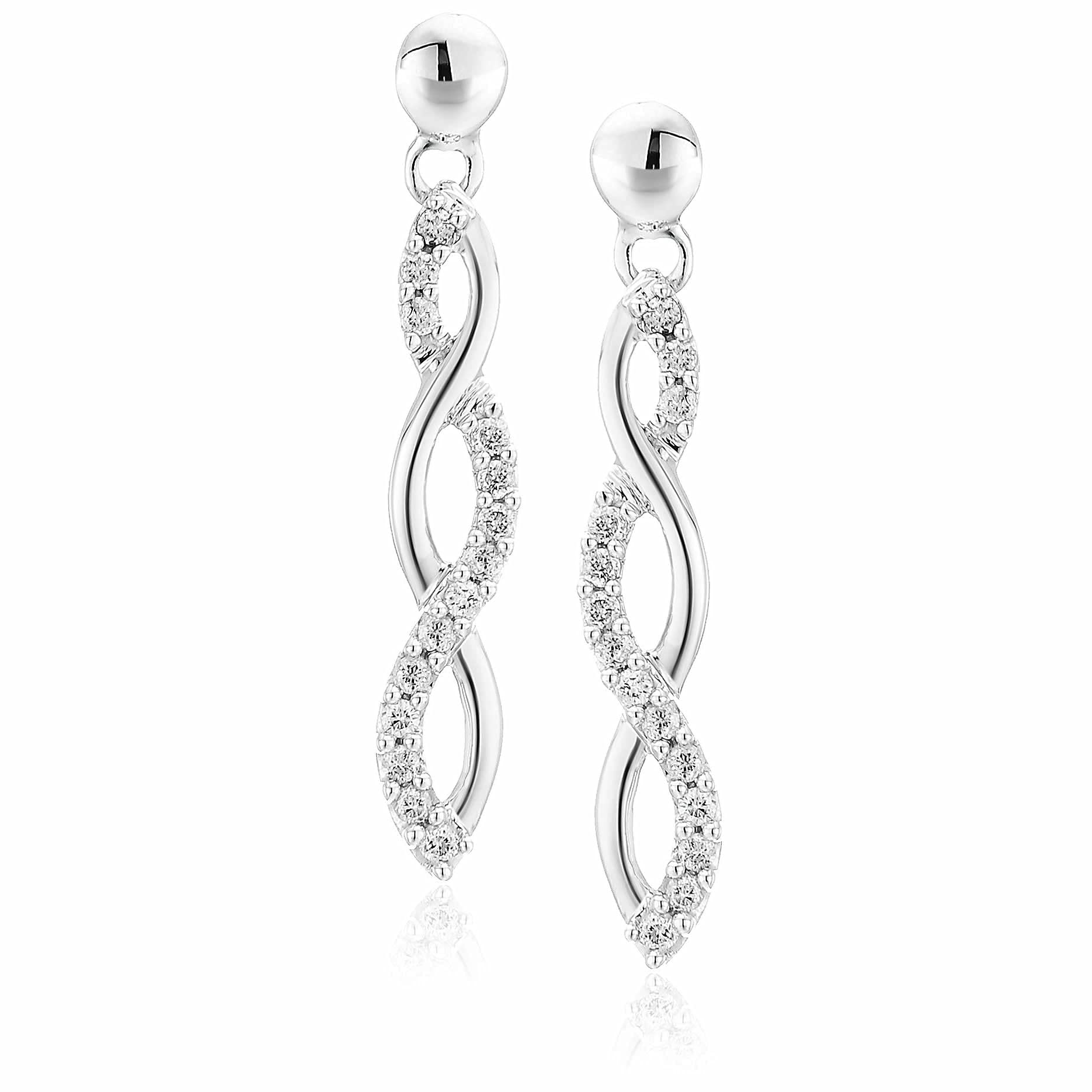 Vir Jewels 1/4 cttw Diamond Infinity Dangle Earrings .925 Sterling Silver 1 Inch Push Backs