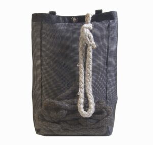 rope bag, black mesh, heavy duty, great for boats or shore lines