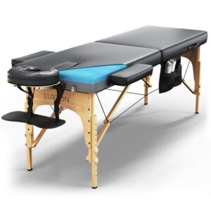 luxton home premium memory foam massage table - easy set up - foldable & portable with carrying case