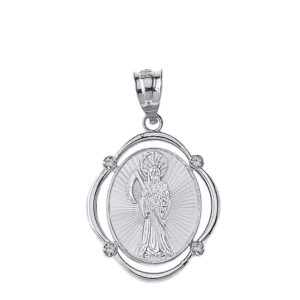 claddagh gold 925 sterling silver santa muerte (grim reaper) cz oval frame pendant