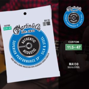 Martin Authentic Acoustic Guitar Strings, Superior Performance Custom 11.5-47, Silk & HT Steel