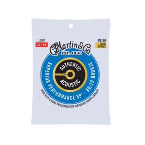 martin authentic acoustic guitar strings, superior performance light 12-54, 80/20 bronze