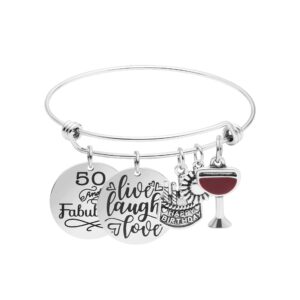 memgift 50th birthday gifts for women stainless steel charm bracelet gift jewellery