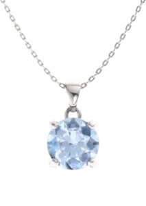 diamondere natural and certified aquamarine solitaire petite necklace in 14k white gold | 0.42 carat pendant with chain