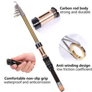 1.3M/1.5M/1.8M/2.1M/2.4M Fishing Rod Carbon Telescopic Fishing Rod Mini Portable Fishing Rod Sea Pole for Adults Kids Outdoor Sport Travel Freshwater Saltwater Fishing (1.3M)