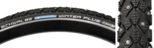 schwalbe marathon winter plus tire - 700 x 35, clincher, wire, black/reflective, performance line, 240 steel studs