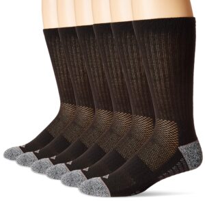 columbia men's 6 pack athletic crew socks, black, shoe size 6-12