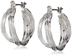 nine west women's silvertone twisted hoop earrings