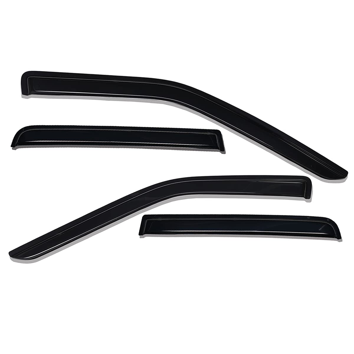 Lightronic WV94975 Outside-Mount Side Window Deflector & Visor, Dark Smoke, 4-PCS Set, Fits 2015-2024 Ford F-150, 2017-2024 F-150 Raptor & F-250/F-350 Super Duty, 2022-2024 F-150 Lightning, SuperCrew