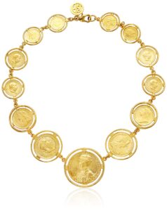 ben-amun "moroccan coins" gold necklace, long gold jewelry, vintage, handmade jewels for women, made in new york